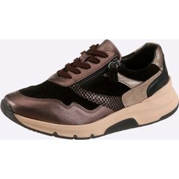 Sneaker Heine, Damen, Gr. 35, taupe, schwarz, Glattleder, Lackleder, Leder, Rindsleder, Veloursleder, Schuhe Sneaker