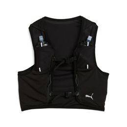 Funktionsweste Puma "RACE DAY RUNNING VEST", Damen, Gr. L (XL), Puma schwarz, Jersey, Obermaterial: 92% Polyester, 8% Elasthan, unifarben, Westen Funktionsweste, anliegende Passform, mit Rei&szlig;verschlusstasche, mit Pfeife