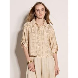 Hemdbluse Apricot "Bluse", Damen, Gr. S (36), grau (stein), gewebt, Obermaterial: 75% Viskose CV. 25% Nylon NY., Modern, Kimono&auml;rmel, Blusen Hemdbluse, Knopfleiste