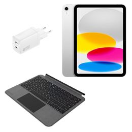 Apple iPad (11") 128GB silber + 4smarts Ladeger&auml;t 45W wei&szlig; + 4smarts Tastatur Case 2in1 graphit
