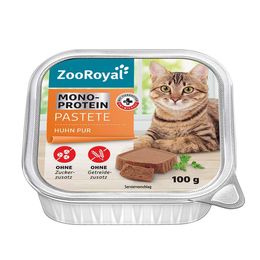 ZooRoyal Monoprotein Pastete Huhn Pur Katzen-Nassfutter ohne Getreide und Zucker 16x100g
