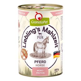 Granatapet Liebling's Mahlzeit Pferd PUR Hunde-Nassfutter getreidefrei 6x400g