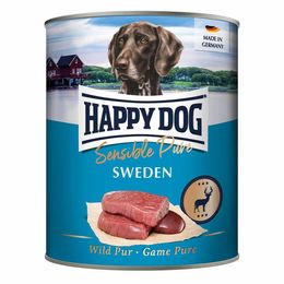 Happy Dog Sensible Pure Sweden (Wild) Hunde-Nassfutter ohne Getreide- und Zuckerzusatz 6x800g
