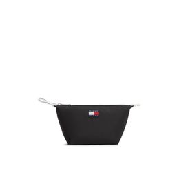 Kulturbeutel Tommy Jeans "TJW ESS DAILY WASHBAG", Damen, Gr. B/H/T: 26cm x 12cm x 10cm, schwarz, Textil, Taschen Kulturbeutel, Unisex Kulturtasche, Waschbeutel mit Logo-Aufn&auml;her