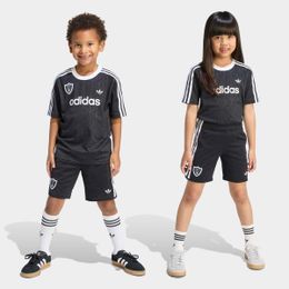 T-Shirt & Shorts adidas originals "JERSEY SET", M&auml;dchen, Gr. 104, schwarz, wei&szlig;, Obermaterial: 100% Polyester, KOB Set-Artikel