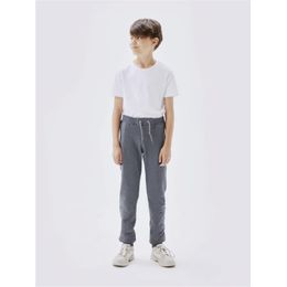 Trainingshose name it "NKMHONK BRU SWE PANT NOOS", M&auml;dchen, Gr. 110, N-Gr, grau (dunkelgrau melange), Web, Obermaterial: 95% Baumwolle, 5% Elasthan, unifarben, regular fit kn&ouml;chellang, Hosen Trainingshose