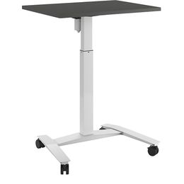 1-S&auml;ulen-Schreibtisch Atlanta mit Rollen, BxT 800 x 600 mm, wei&szlig;, dunkelgrau kaiserkraft