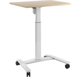 1-S&auml;ulen-Schreibtisch Atlanta mit Rollen, BxT 800 x 600 mm, wei&szlig;, Birke kaiserkraft