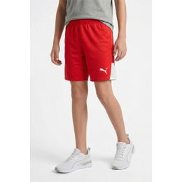 Trainingsshorts Puma "TEAMLIGA26 SHORTS JR", Kinder, Gr. 152, N-Gr, Puma rot, Puma wei&szlig;, Puma wei&szlig;, Interlock, Obermaterial: 100% Polyester, unifarben, regular fit kniefrei, Hosen, mit DryCELL Technologie, atmungsaktiv, Regular Fit, f&uuml;r Jugendliche