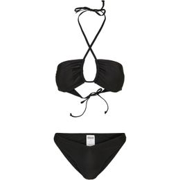 B&uuml;gel-Bikini Urban Classics "Urban Classics Damen Ladies Recycled Hot V Bikini", Damen, Gr. XS, N-Gr, schwarz, 83% Polyester, 17% Elasthan, Bikini-Sets B&uuml;gel-Bikini