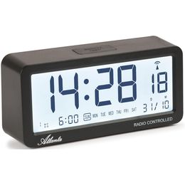 Funkwecker Atlanta "Barcelona", schwarz, Wecker, Funkwecker, Quarzwecker, Schlafzimmer, Datum, Beleuchtung, Weckwiederholung