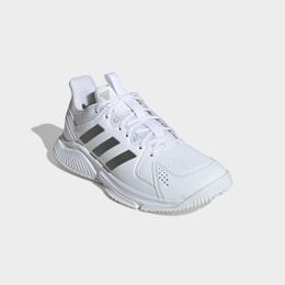 Hallenschuh adidas Performance "COURT FLIGHT", Damen, Gr. 38,5, ftwwht1, grefou, gretwo, Synthetik, Textil, Schuhe Hallenschuh, Volleyballschuh