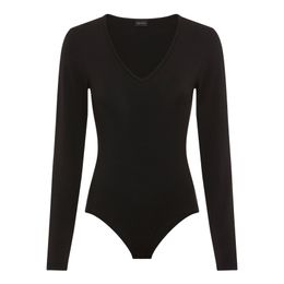 Langarmbody Laura Scott, Damen, Gr. 34, N-Gr, schwarz, Single Jersey, Obermaterial: 95% Baumwolle, 5% Elasthan, unifarben, Basic, sehr figurbetont, V-Ausschnitt, Bodys, V-Ausschnitt, figurbetonte Passform, Basic Design