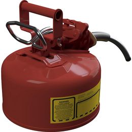 Justrite Sicherheitsbeh&auml;lter mit flexiblem Metallschlauch, Volumen 4 l, verzinkt und lackiert