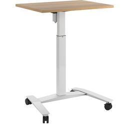 1-S&auml;ulen-Schreibtisch Atlanta mit Rollen, BxT 800 x 600 mm, wei&szlig;, Buche kaiserkraft