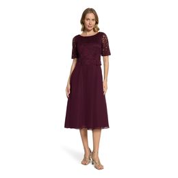 Cocktailkleid Vera Mont "Damen mit Spitze", Damen, Gr. 44, Normalgr&ouml;&szlig;en, rot (strong aubergine), Obermaterial: 100% Polyester. Futter: 100% Polyester, ausgestellt kurz, Rundhals, Kleider, Spitze