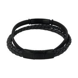 Armband Amor, schwarz, Armb&auml;nder, Herren, 22cm, Edelstahl Leder, Edelstahl, Leder, Armband