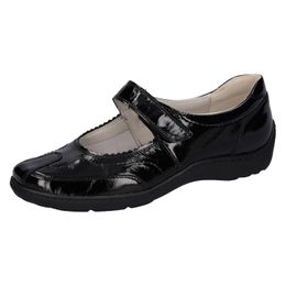 Waldl&auml;ufer Klettschuh WALDL&Auml;UFER "HENNI", Damen, Gr. 5,5 (38,5), schwarz (schwarz gl&auml;nzend), Lackleder, Schuhe Klettschuh, in gl&auml;nzender Lackoptik, H-Weite
