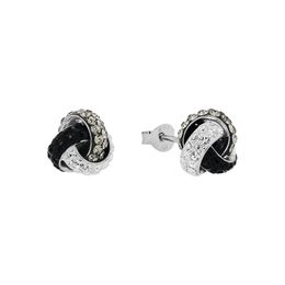 Paar Ohrstecker Amor, silberfarben, wei&szlig;, grau, schwarz, wei&szlig;, grau, schwarz, Ohrringe, Damen, 10mm, Silber 925 (Sterlingsilber), mit Preciosa Crystal