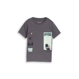 Kurzarmshirt Tom Tailor, Jungen, Gr. 128/134, schwarz urban, Jersey, Obermaterial: 100% Baumwolle, bedruckt, regular fit h&uuml;ftbedeckend, Rundhals, abgesteppte Kante, Shirts, mit Prints, f&uuml;r Boys