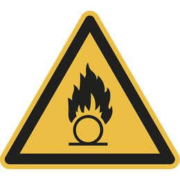 Warnkennzeichen, Warnung vor brandf&ouml;rdernden Stoffen, VE 10 Stk, Folie, Schenkell&auml;nge 100 mm kaiserkraft