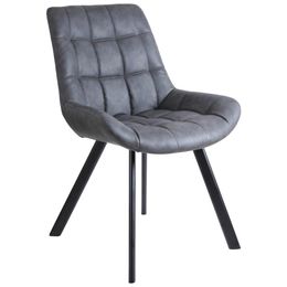 Livetastic Stuhl, Grau, Schwarz, Metall, Textil, Flachrohr, 56x84x60 cm, Esszimmer, St&uuml;hle, Esszimmerst&uuml;hle, Vierfu&szlig;st&uuml;hle
