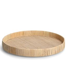 zeller Present Dekotablett, Natur, Holz, Rattan, rund, 40x40x5 cm, nachhaltig, Dekoration, Dekoartikel, Dekoteller & -tabletts