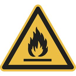 Warnkennzeichen, Warnung vor feuergef&auml;hrlichen Stoffen, VE 10 Stk, Folie, Schenkell&auml;nge 100 mm kaiserkraft