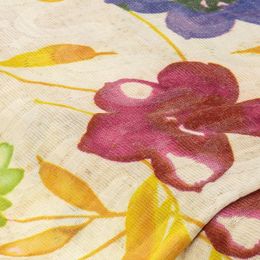 buttinette Strickstoff "Blumen", wollwei&szlig;/bunt