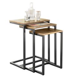 sobuy COUCHTISCH 3er Set Braun