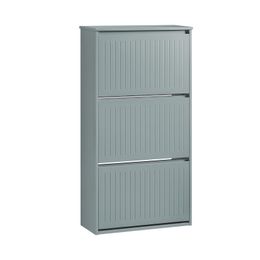 sobuy SCHUHSCHRANK mit 3 Klappen Hellgrau