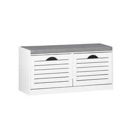 sobuy SCHUHBANK mit 2 T&uuml;ren Wei&szlig; 97x30x47cm Modern