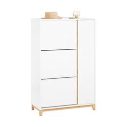 sobuy SCHUHSCHRANK Wei&szlig;-Natur