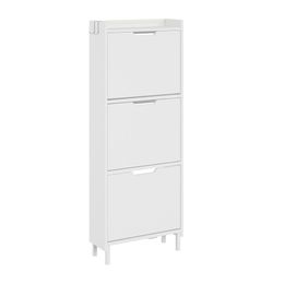 sobuy SCHUHSCHRANK 3 T&uuml;ren Wei&szlig; 50x19x131cm Modern