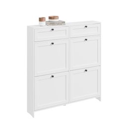 sobuy SCHUHKIPPER Schmal mit Schublade, Wei&szlig; 100x107x19 cm