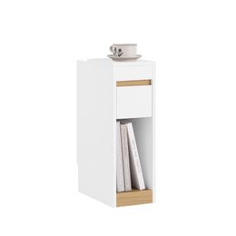 sobuy NACHTTISCH schmal, Wei&szlig;-Natur 20x60x35cm
