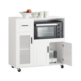 sobuy MIKROWELLENSCHRANK, Sideboard auf Rollen, Wei&szlig;