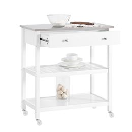 sobuy SERVIERWAGEN mit Arbeitsplatte, Wei&szlig;, 81x90x45cm