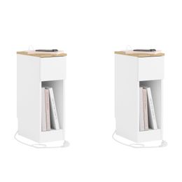 sobuy NACHTTISCH 2er Set, Beistelltisch Wei&szlig; 20x35x60 cm