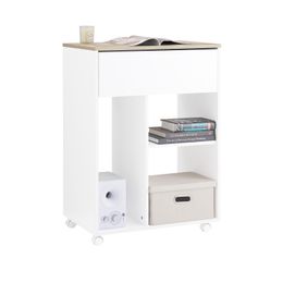 sobuy ROLLCONTAINER Wei&szlig;-Natur