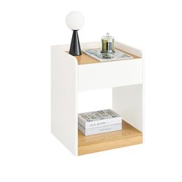 sobuy NACHTTISCH Wei&szlig;-Natur