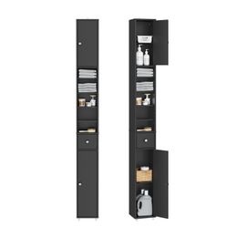 sobuy HOCHSCHRANK schmal, MDF (E1), 20x180x20cm, Schwarz