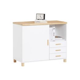 sobuy KOMMODE Wei&szlig;-Natur