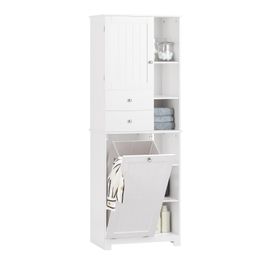 sobuy HOCHSCHRANK mit W&auml;schesack, Badezimmerschrank, 60x37x171cm