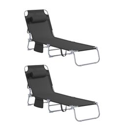 sobuy SONNENLIEGE 2er Set Schwarz