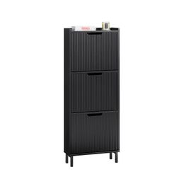 sobuy SCHUHSCHRANK mit 3 Klappen schmal 50x130x19cm Schwarz