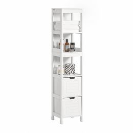 sobuy HOCHSCHRANK mit 3 offenen F&auml;chern und 2 K&ouml;rben Wei&szlig; 30x30x144cm