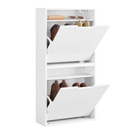 sobuy SCHUHSCHRANK Schmal, Schuhkipper Wei&szlig; 50x100x19cm