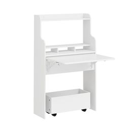 sobuy KOMPAKT-SCHREIBTISCH klappbar mit Rollwagen FWT105-II-W