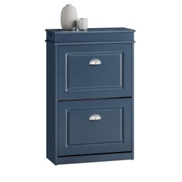 sobuy SCHUHSCHRANK mit 2 Klappen Blau 54x82x24cm